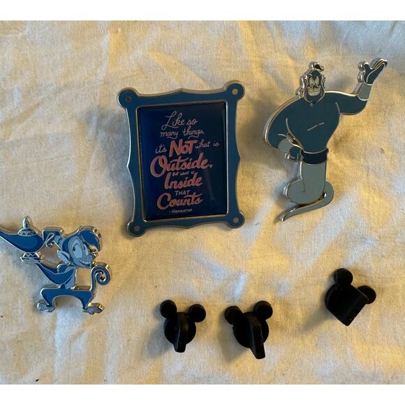 Disney | Other | Disney Aladdins 3 Piece Pin Set Abu Genie And Quote ...